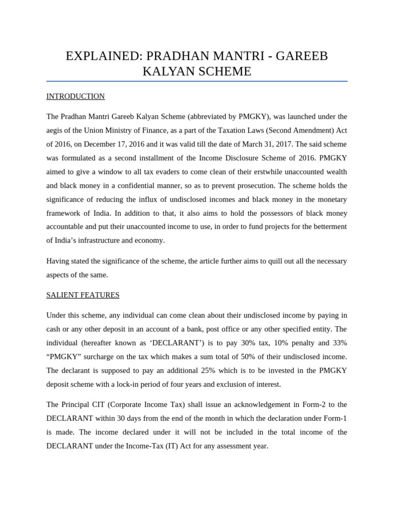 Explained-PM Gareeb Kalyan Scheme | PDF | Indian Black Money | Taxes