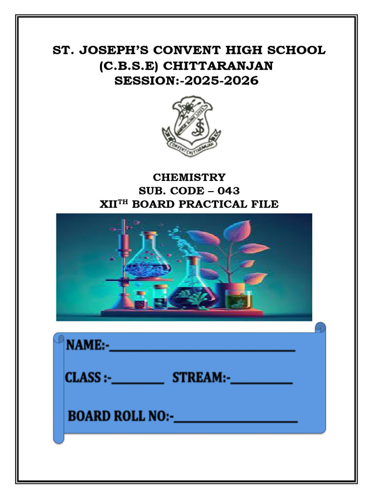 St. Joseph's Convent Chemistry Practical File | PDF