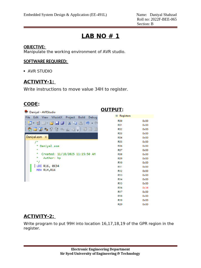 Embedded Lab 1 | PDF | Embedded System | Microcontroller