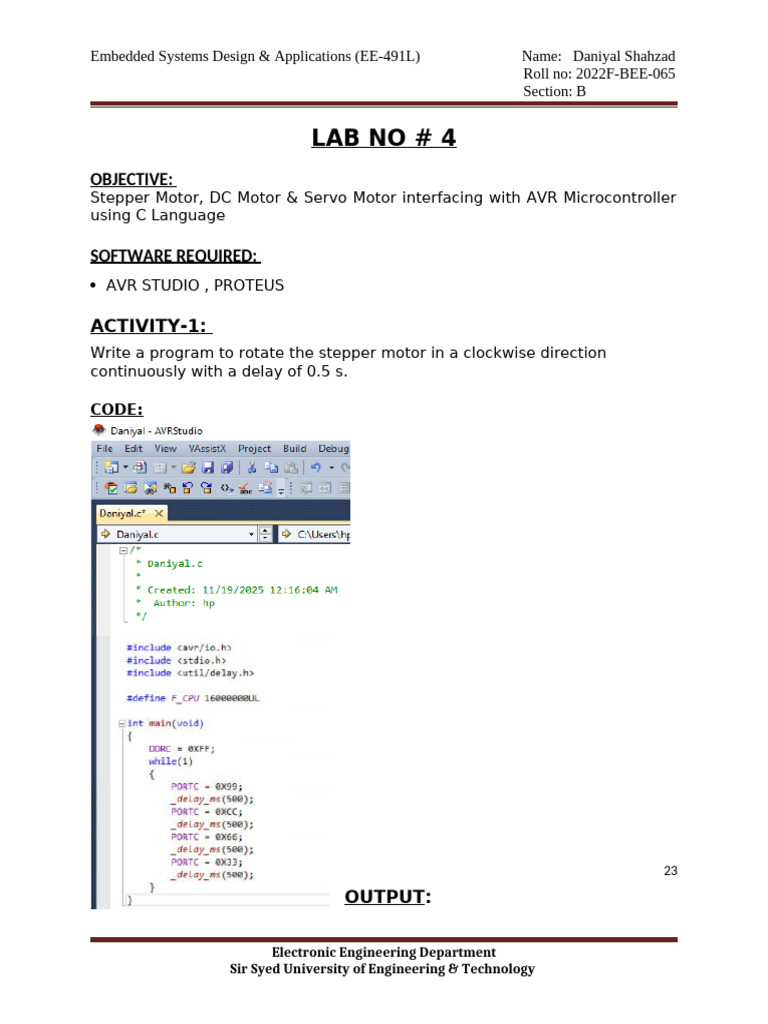 Embedded Lab 4 | PDF | Embedded System | Electricity