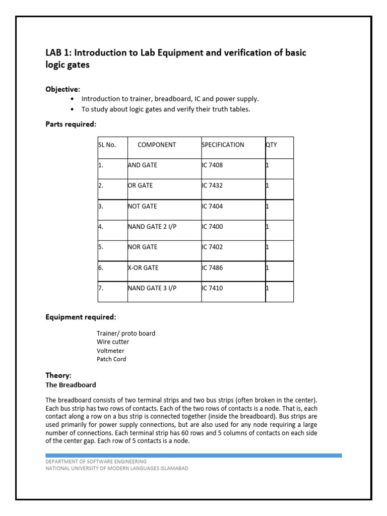 LAB 1 | PDF | Logic Gate | Electronic Design