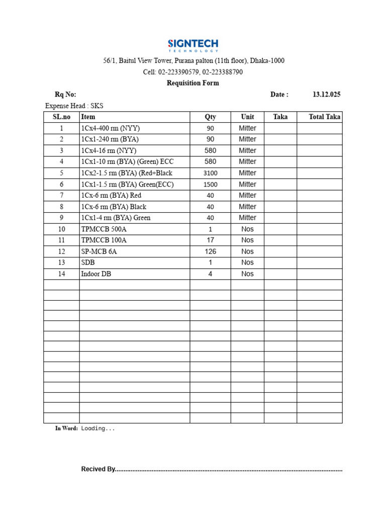 Expense Requisition Form Details | PDF