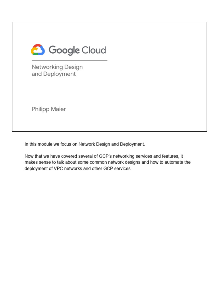 GCP Networking Design and Deployment Guide | PDF | Cloud Computing ...
