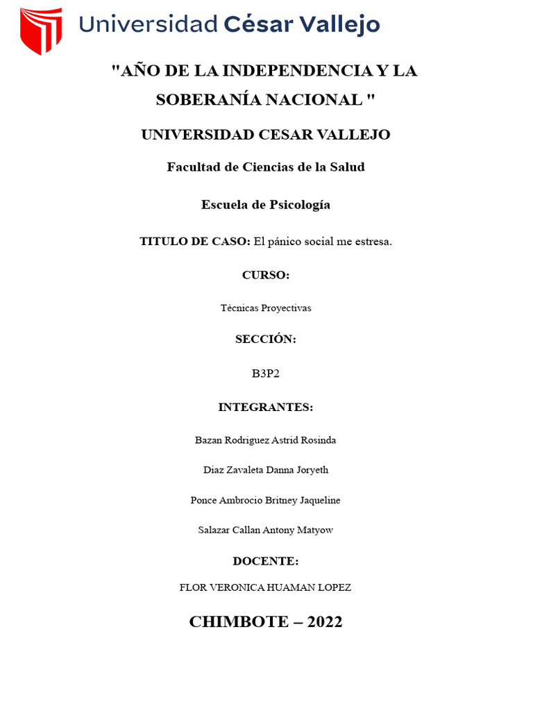 Anamesis Tecnicas Proyectivas | PDF | Ansiedad | Las emociones