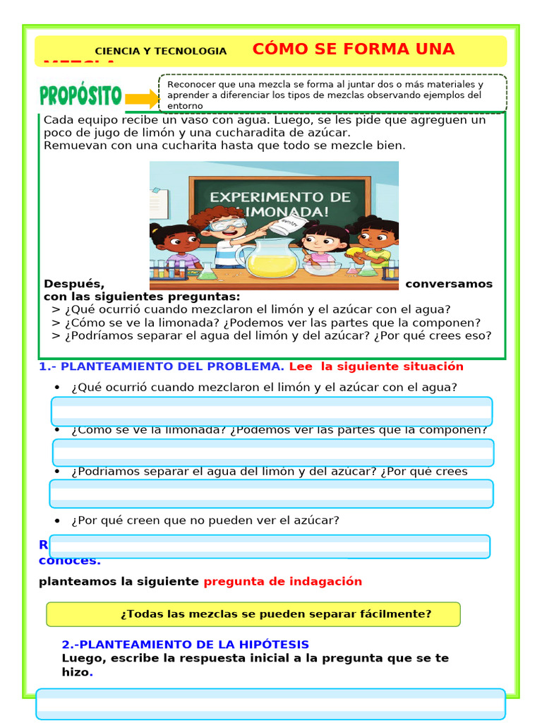 U7 s3 Ficha d3 CT Como Se Forma Una Mezcla Miercoles | PDF | Mezcla ...