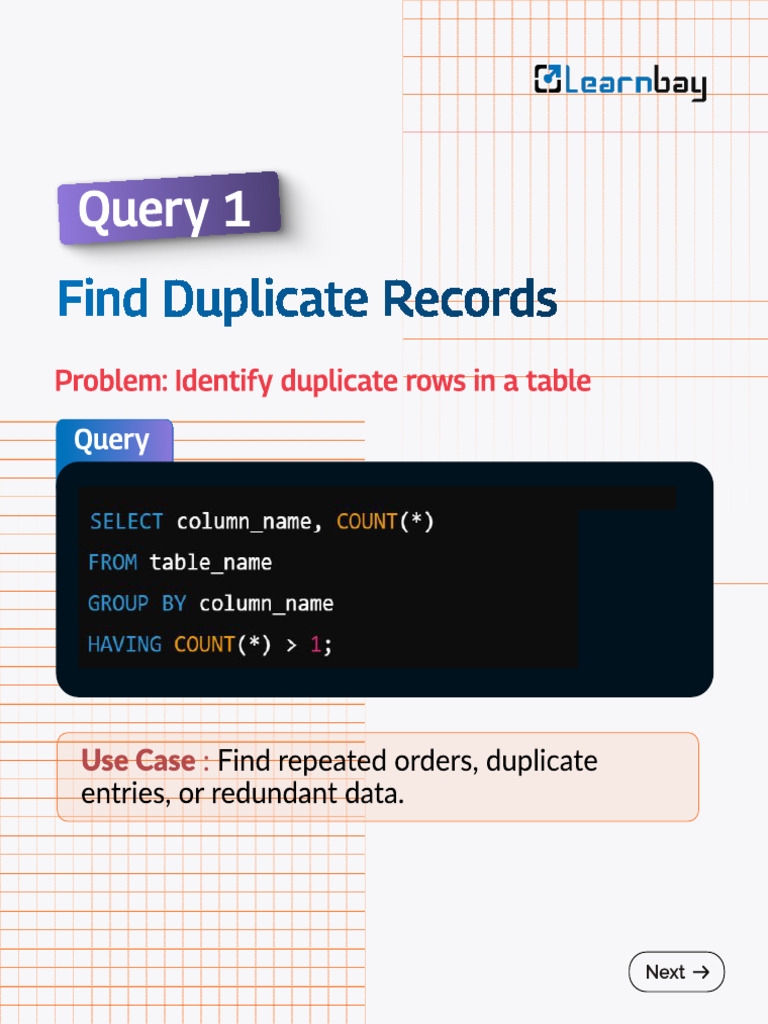 Query 1: Find Duplicate Records | PDF