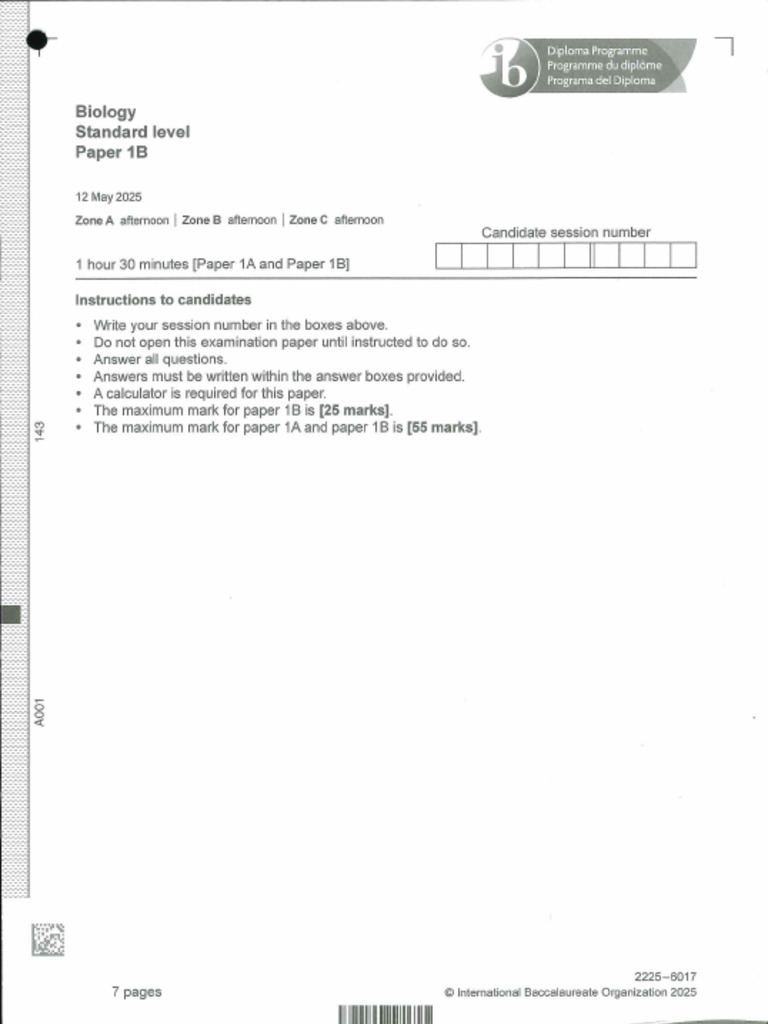 Paper 1 B - SL | PDF