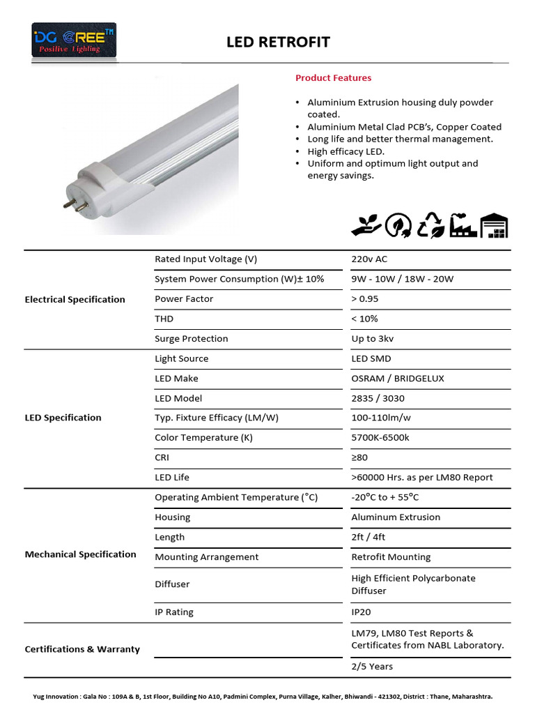 Led Retrofit Tube Light | PDF | Electricity | Electrical Engineering