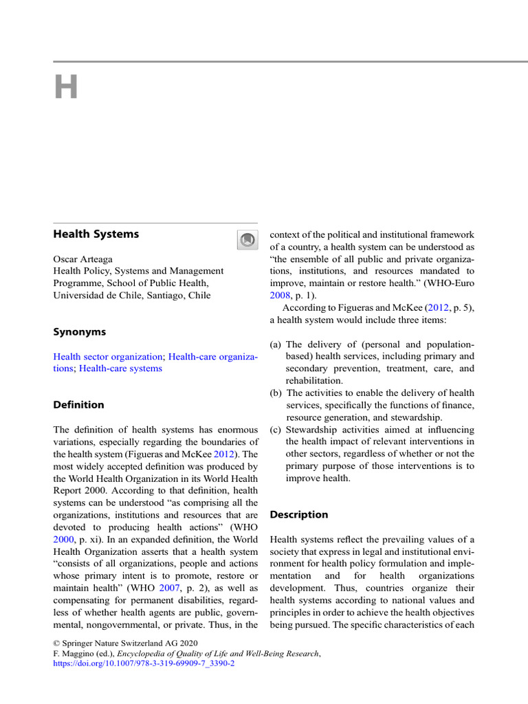 Lectura 3 Health Systems Springer | PDF | World Health Organization ...