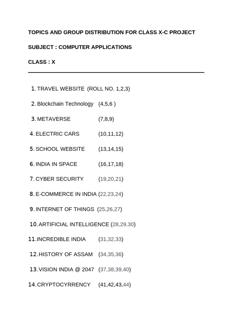 x c Project Groups Computer 2025-26 | PDF