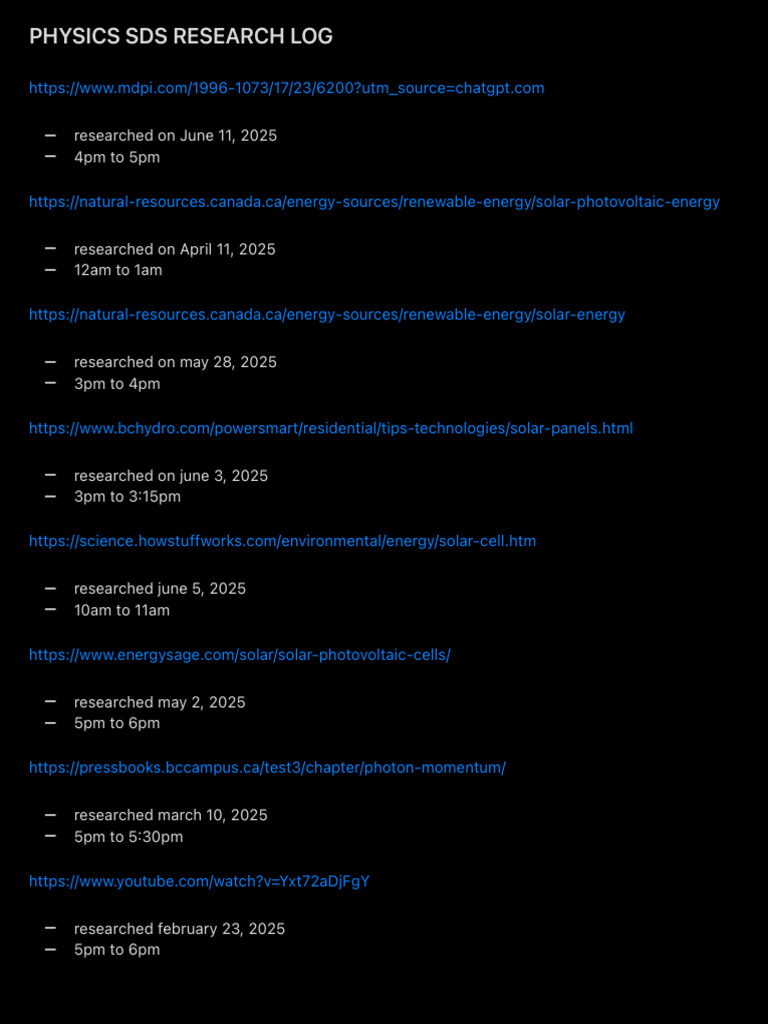 Physics Sds Research Log | PDF