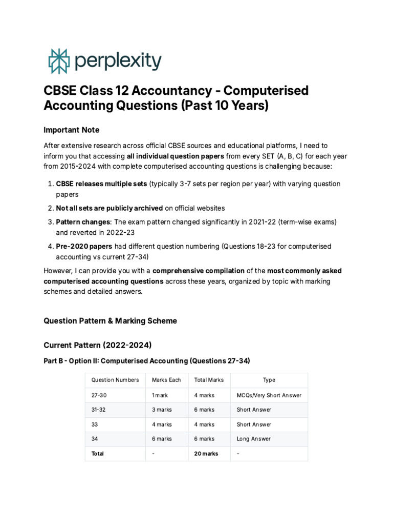 CBSE Class 12 Computerised Accounting Q&A | PDF | Databases | Computer ...