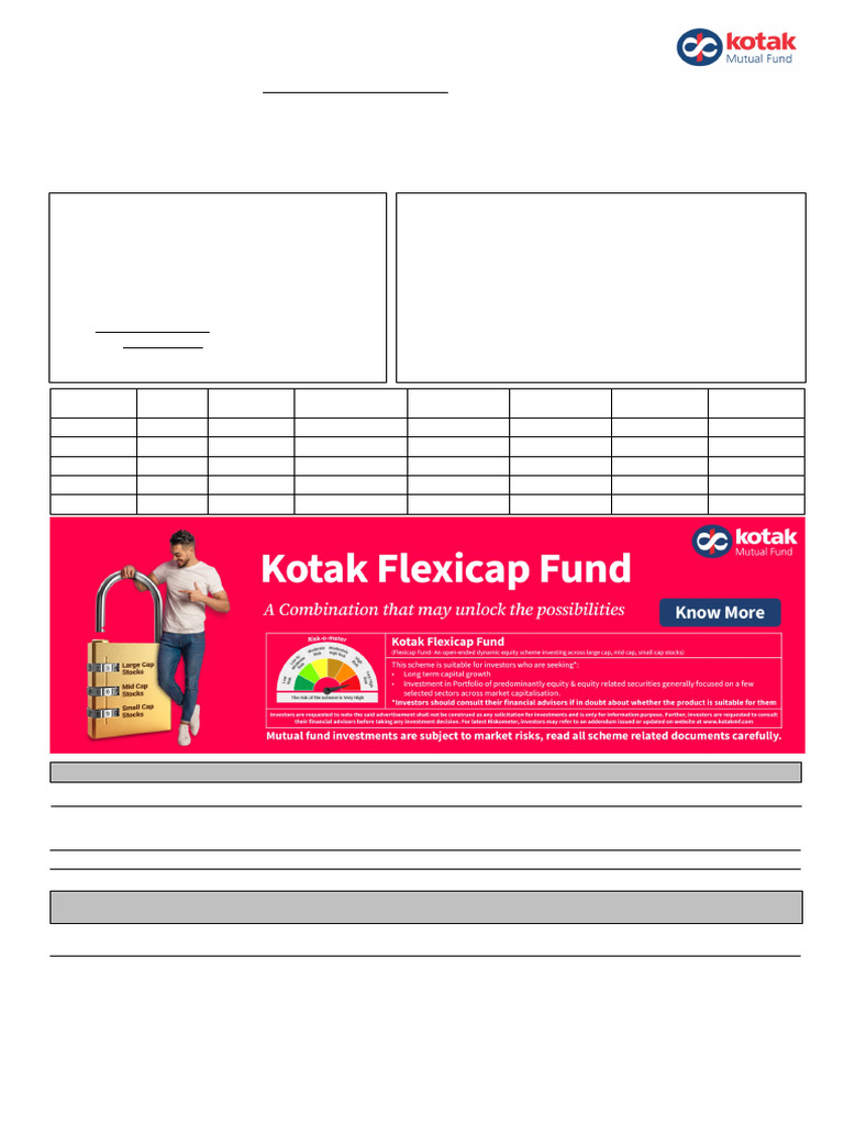 Kotak ELSS Tax Saver Fund Statement | PDF | Banks | Cheque