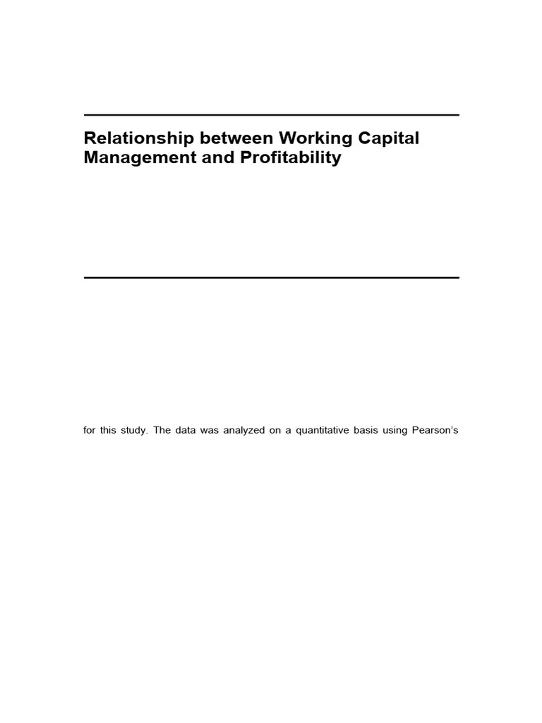 Working Capital Management & Profitability | PDF | Working Capital ...