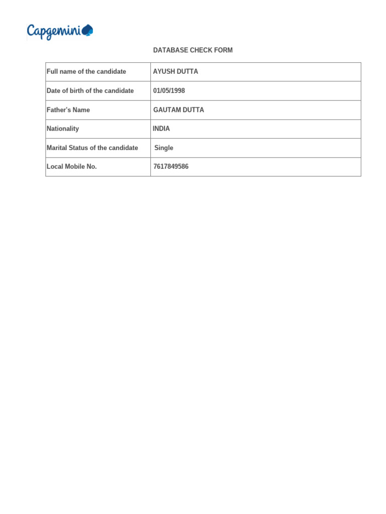Database Form | PDF