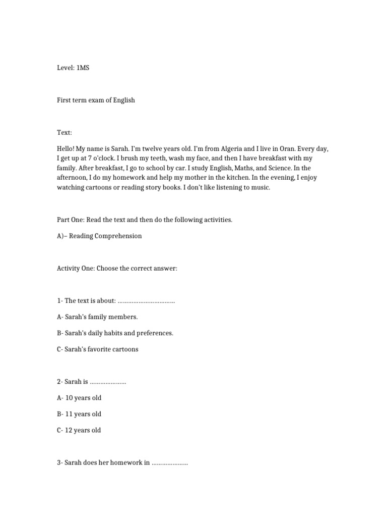 First Term Exam | PDF
