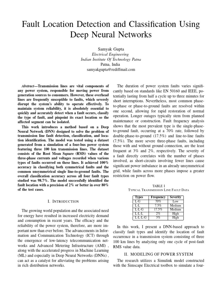 DNN for Transmission Line Fault Detection | PDF | Deep Learning ...
