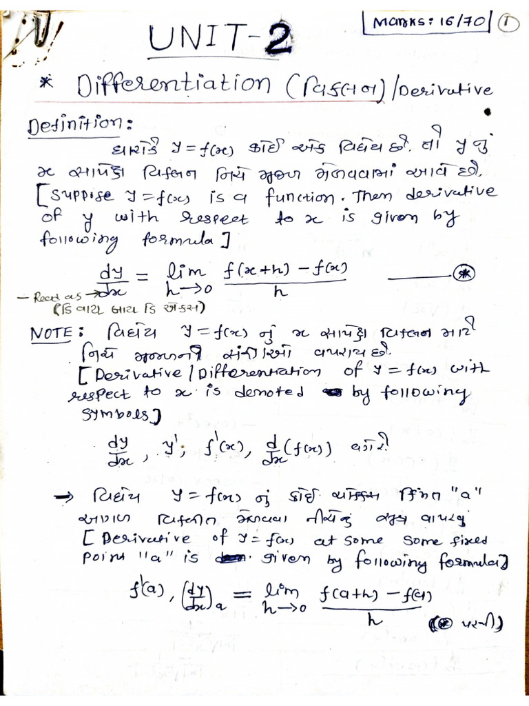 Unit 2 - Differentiation | PDF