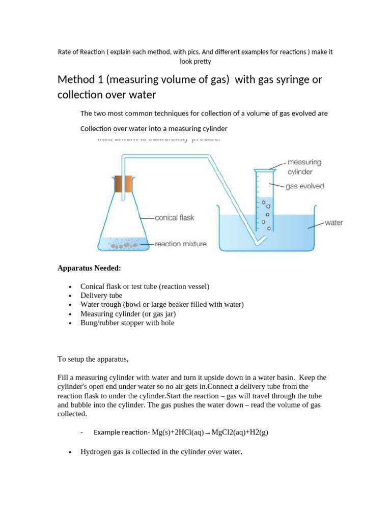 Methods for Measuring Reaction Rates | PDF | Gases | Water