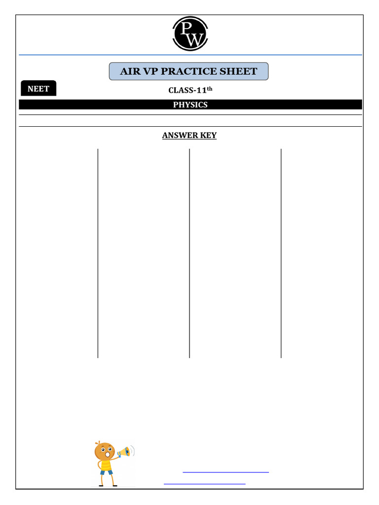 AIR VP PS-15-Mathematical Tools Physics 11th NEET (2025) Answer | PDF