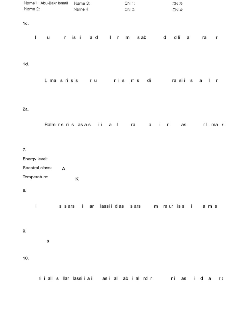 Stellar Classification and Energy Levels | PDF