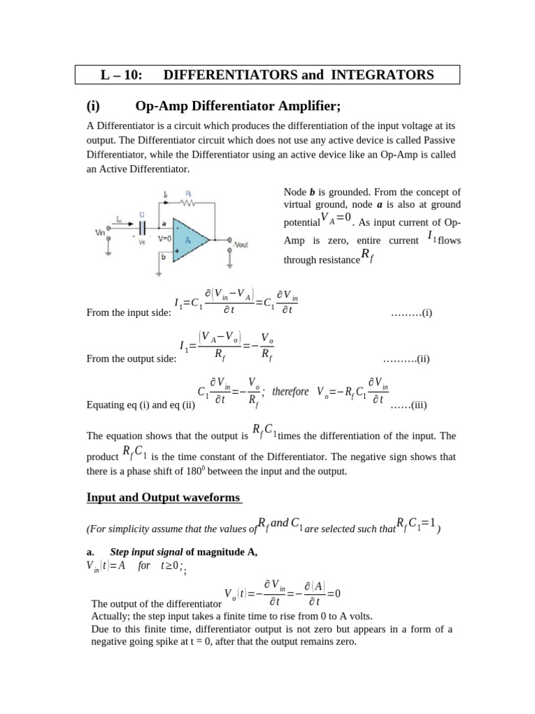 Op-Amp Differentiator & Integrator Explained | PDF | Operational ...