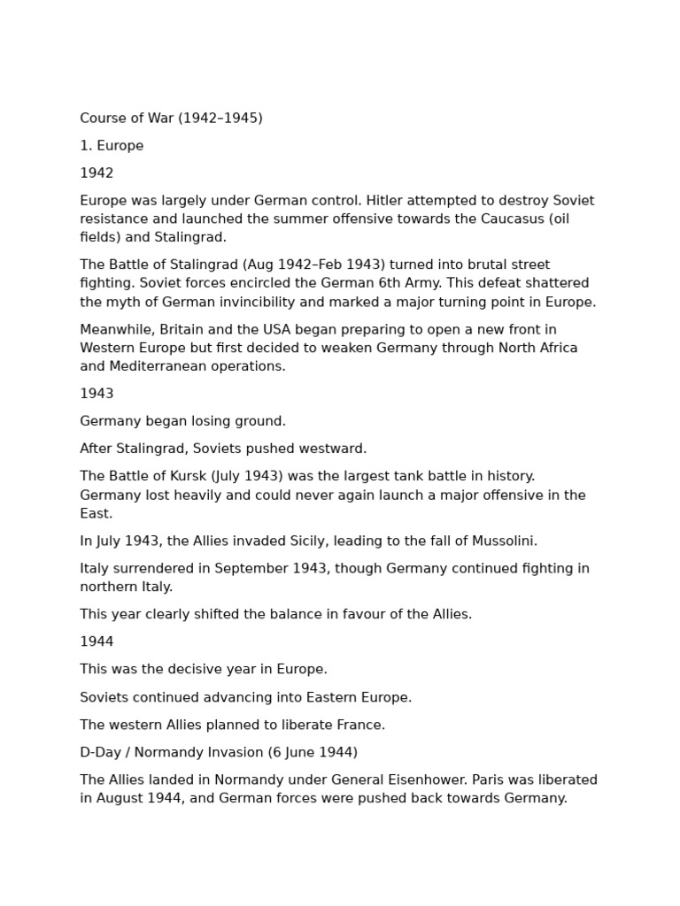 WWII Turning Points: 1942-1945 Overview | PDF | Pacific War | Allies Of ...