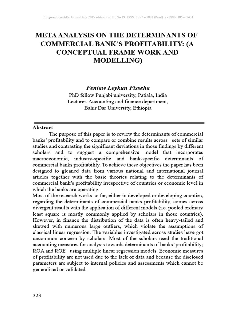 META_ANALYSIS_ON_THE_DETERMINANTS_OF_COM | PDF | Banks | Macroeconomics