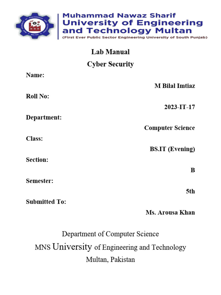 Lab Manual Cyber Security | PDF | Key (Cryptography) | Security
