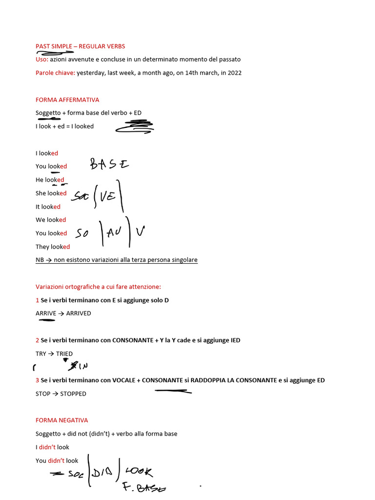 PAST SIMPLE - Regular Verbs | PDF