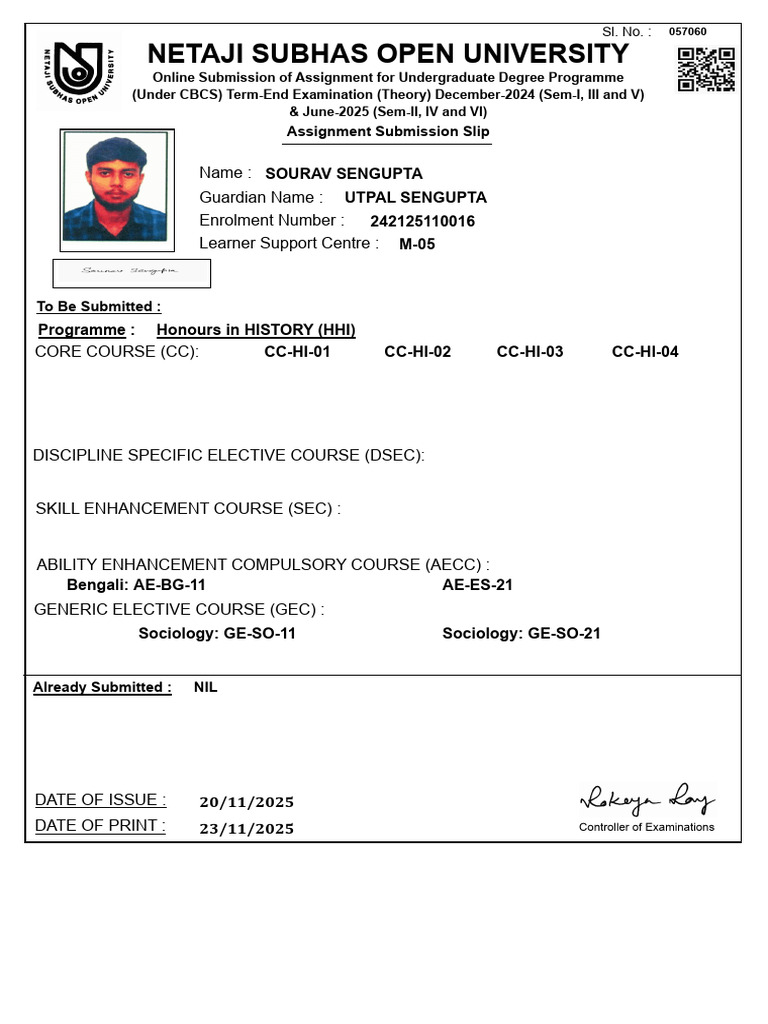 Nsou Assignment Slip 2025 | PDF
