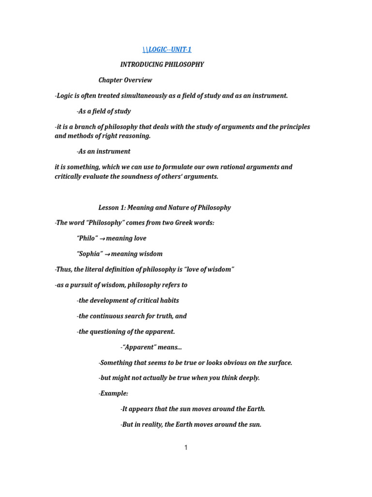 freshman logic unit 1 | PDF | Argument | Knowledge