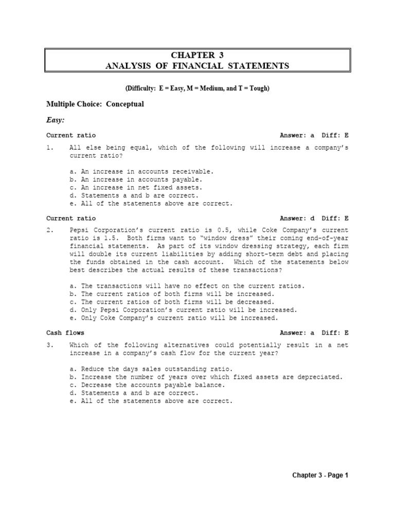 Financial Analysis Ch2test Bank | PDF | Balance Sheet | Debt