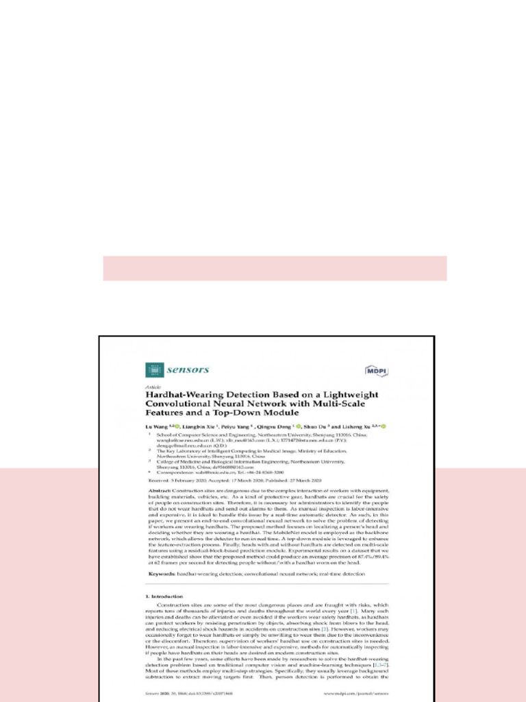 Hardhatwearing Detection Based On A Lightweight Convolutional Neural ...