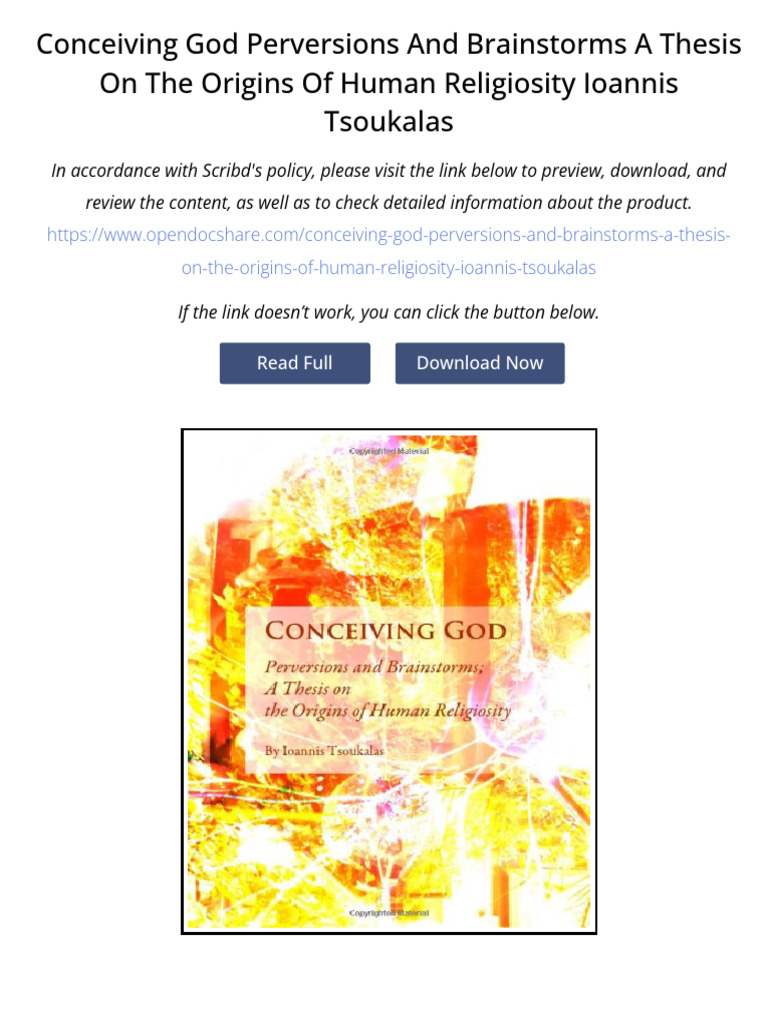 Conceiving God Perversions and Brainstorms A Thesis on the Origins of ...