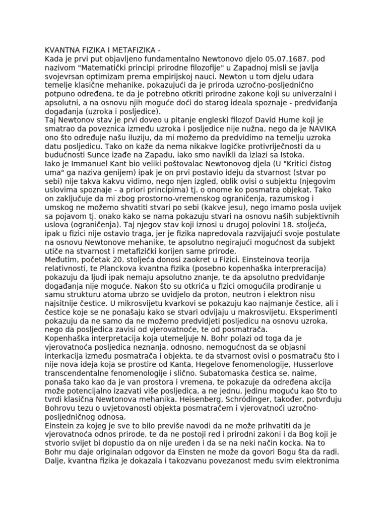 Kvantna Fizika i Metafizika | PDF