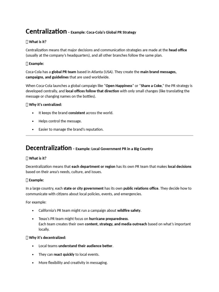 Centralization and Decentralization Explained | PDF | Hamburgers | Mc ...