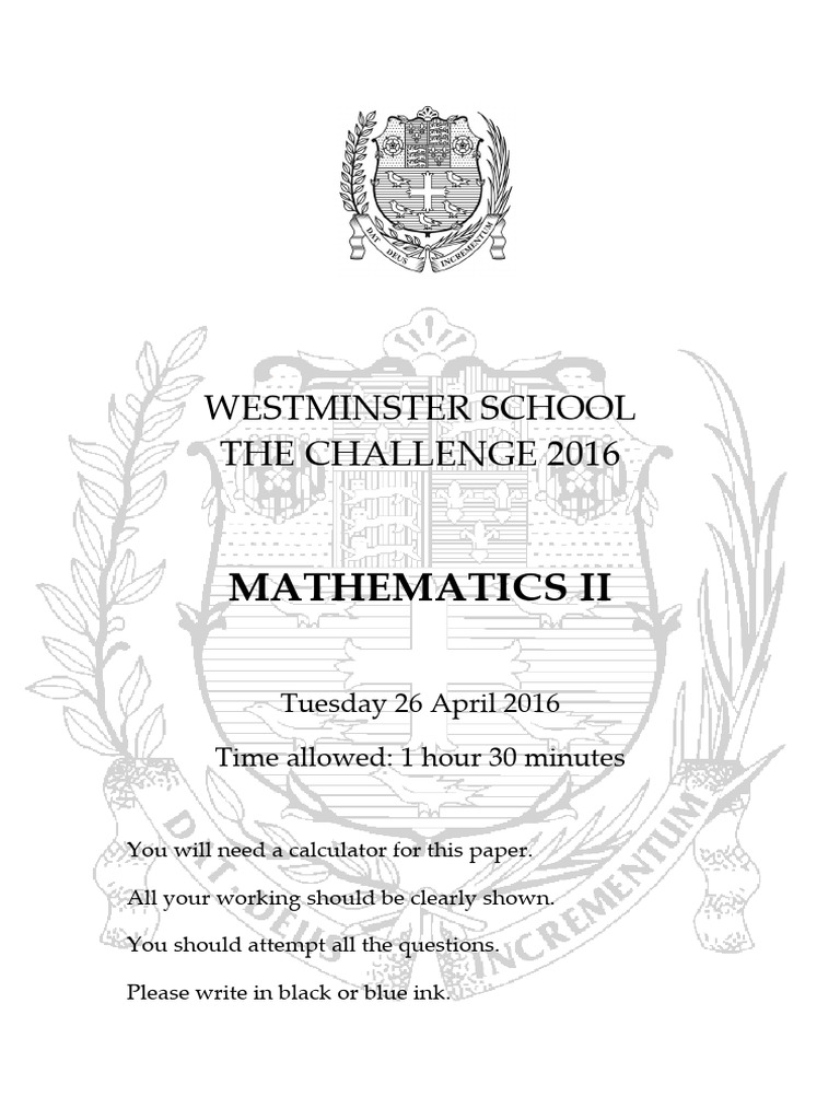 Westminster School Maths Challenge 2016 | PDF | Elementary Geometry ...