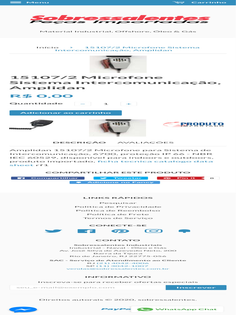 151072 Microfone Sistema Intercomunicação, Amplidan sobressalentes | PDF