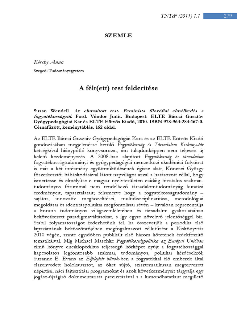 A Felt Ett Test Felderitese Susan Wendel | PDF