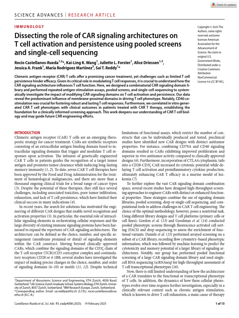 CAR Signaling Architectures in T Cells | PDF | T Cell | Biology
