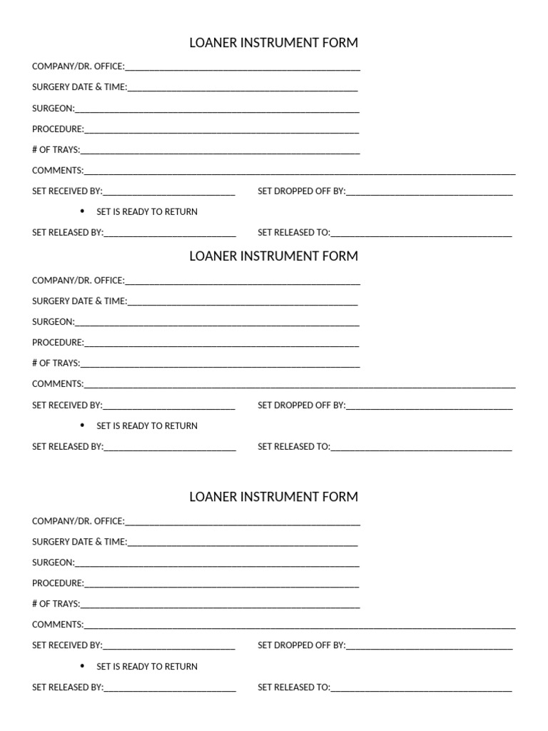 Loaner Instrument Form | PDF