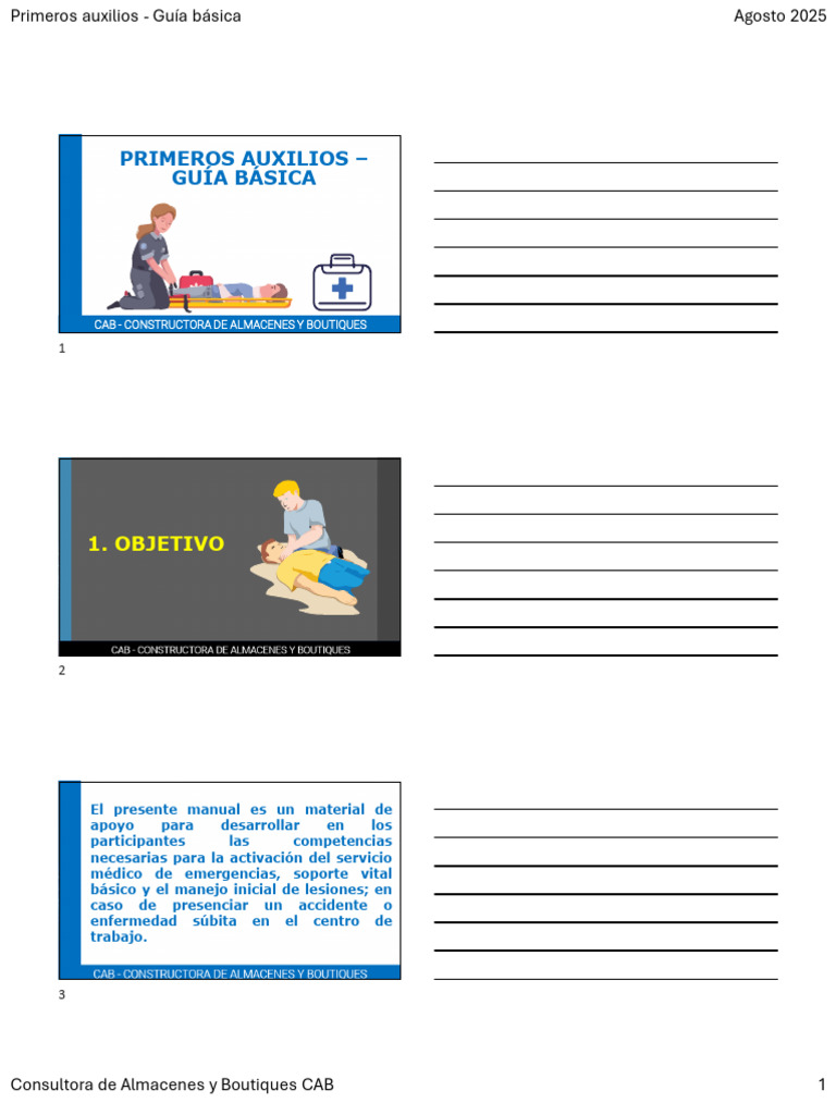 Guía Básica de Primeros Auxilios | PDF | Reanimación cardiopulmonar ...