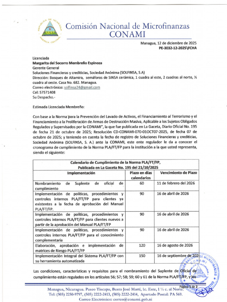 Calendario de Cumplimiento de La Norma Pla FT FP | PDF