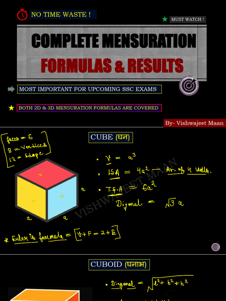 Essential Mensuration Formulas for SSC | PDF