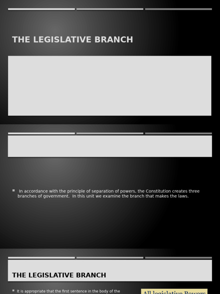 The Legislative Branch | PDF | Legislature | Separation Of Powers