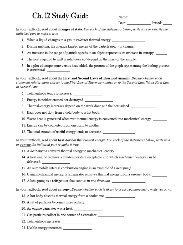 Ch 12 Study Guide | PDF