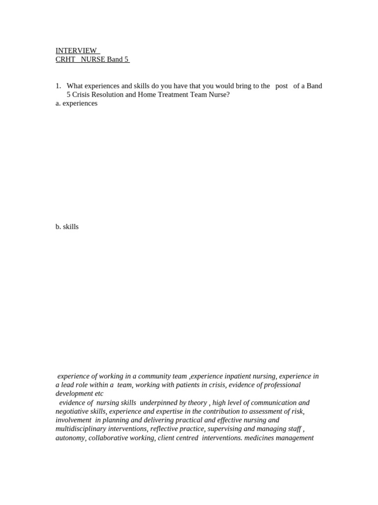 22 Band 5 Questions Crht Brighton and Hove | PDF | Nursing | Health Care