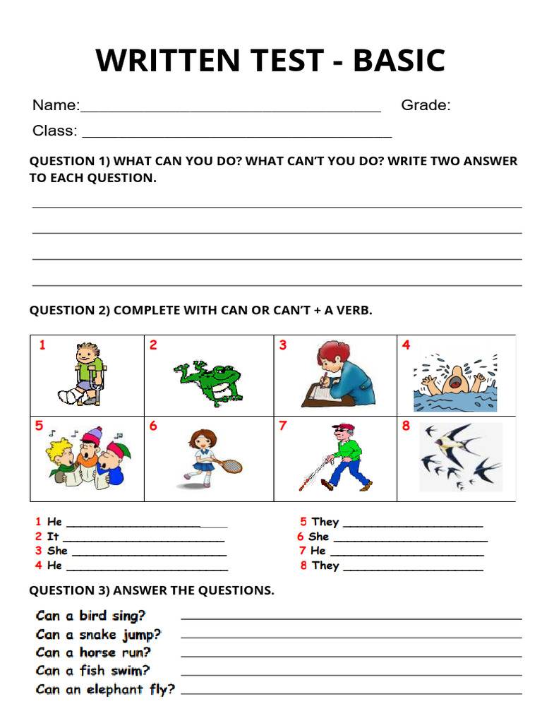 Basic English Skills Test Document | PDF | Language Families | Syntax