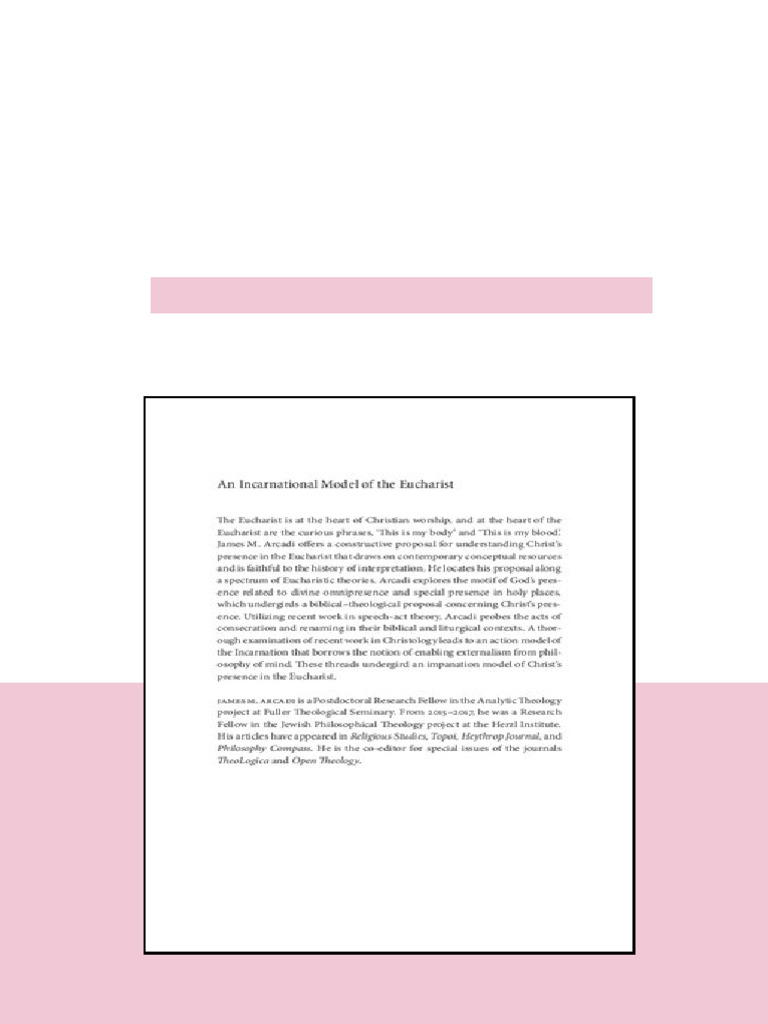 An Incarnational Model Of The Eucharist James M Arcadi full | PDF ...